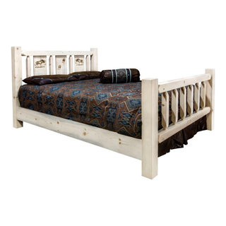 Montana Woodworks Homestead Wood King Bed with Engraved Moose Design in ...