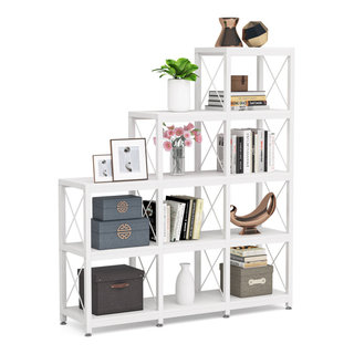 Tribesigns Ladder Bookshelf, Industrial 9 Cubes Bookcase - Contemporary ...