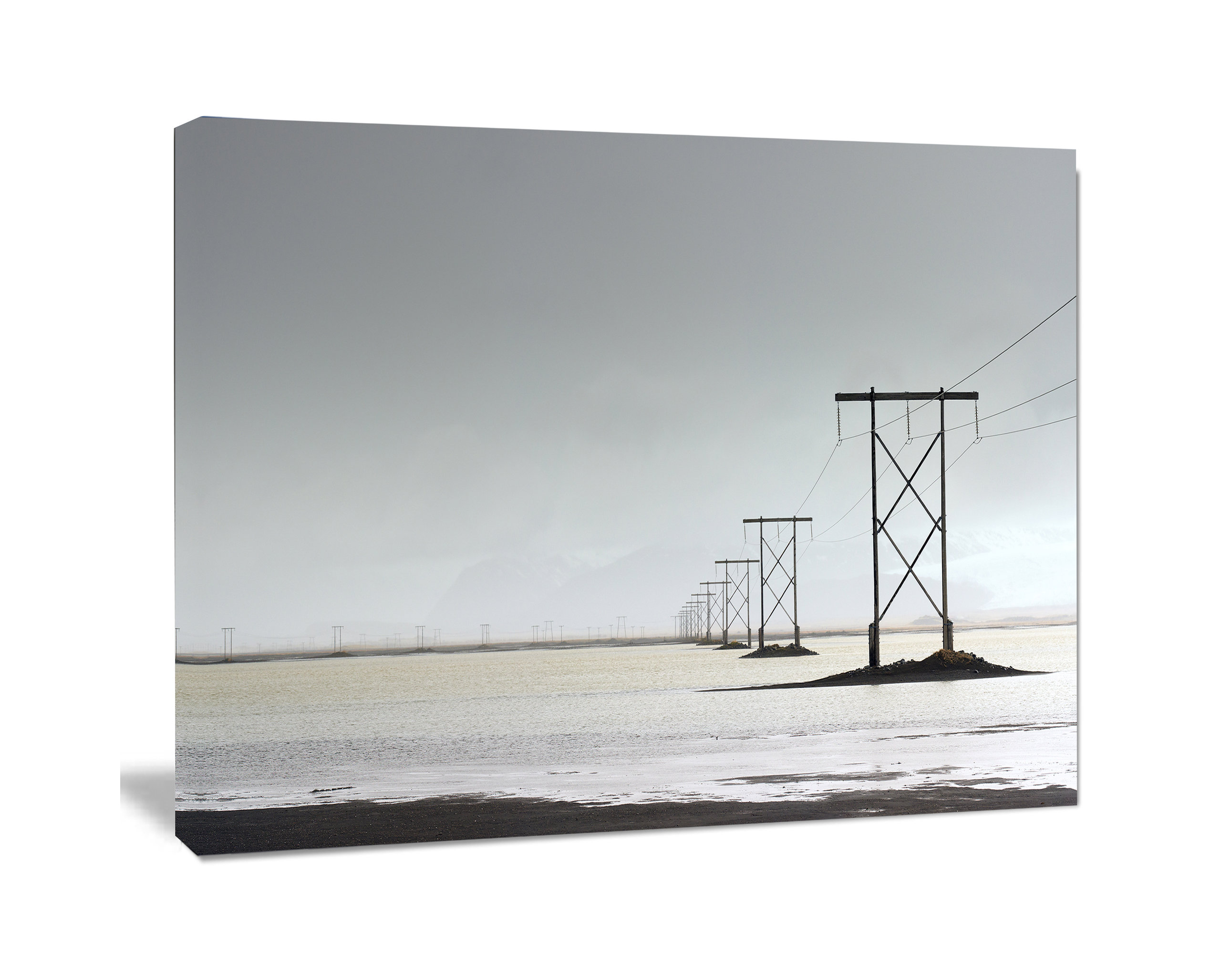 Electricity Pylons over Lagoon, Landscape Canvas Art Print, 60x40 ...