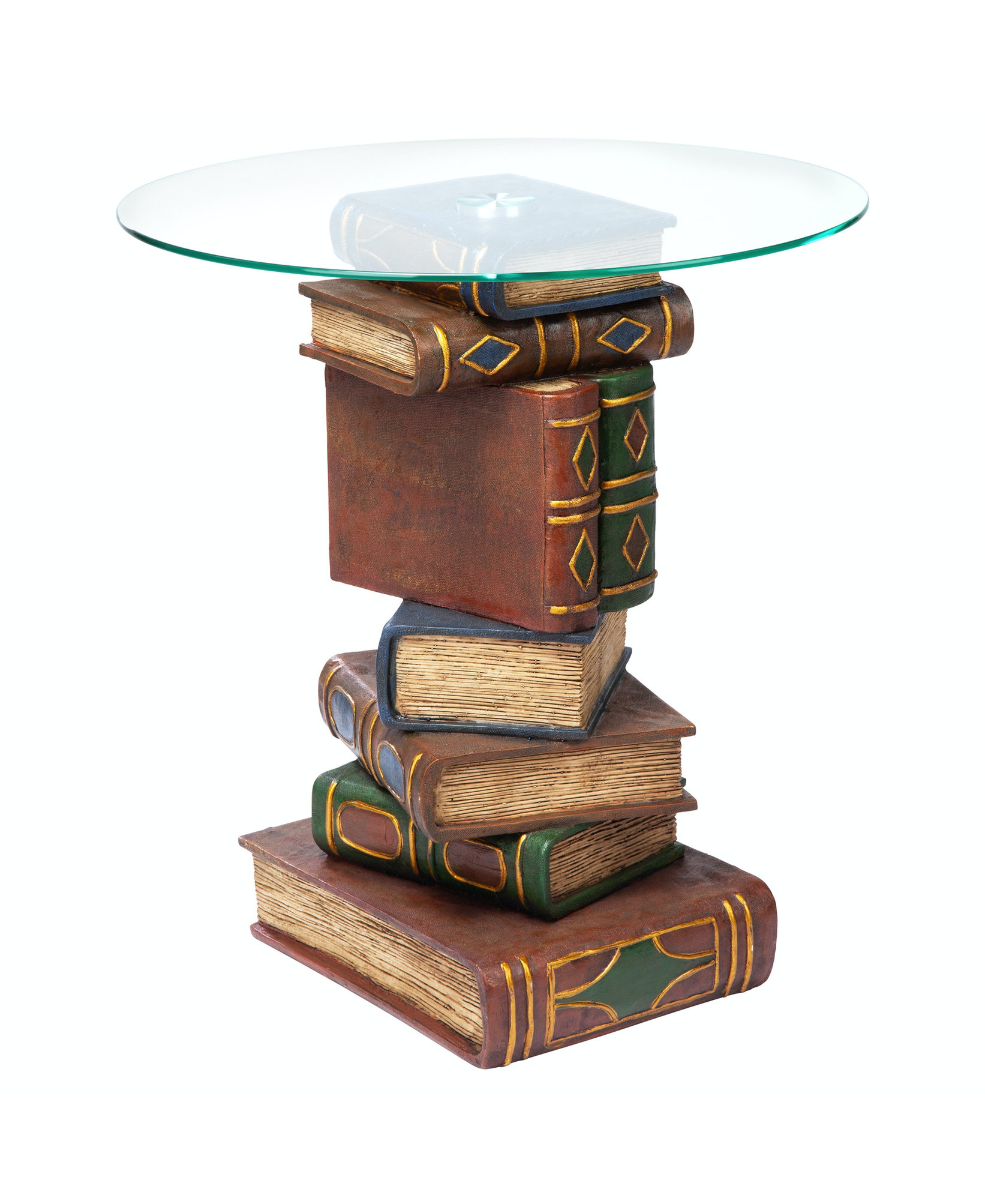 Stacked Volumes Sculptural Glass-Topped Book Table - Traditional - Side ...
