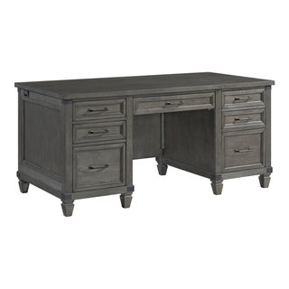 Foundry 66" Wide Executive Desk, Brushed Pewter - Traditional - Desks ...