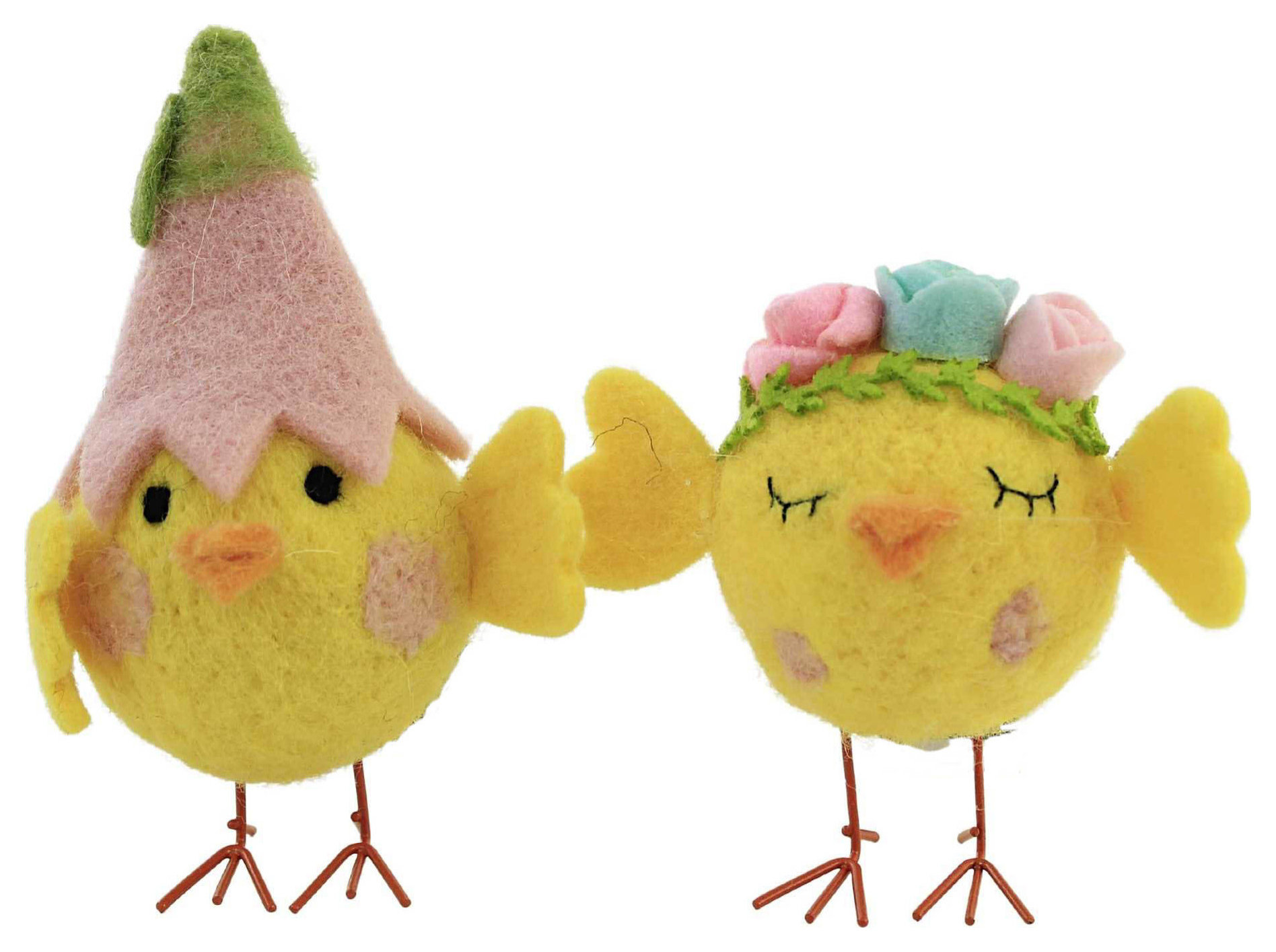 Easter Chicks With Hat And Crown Fabric Set/2 Spring Decor Handmade ...