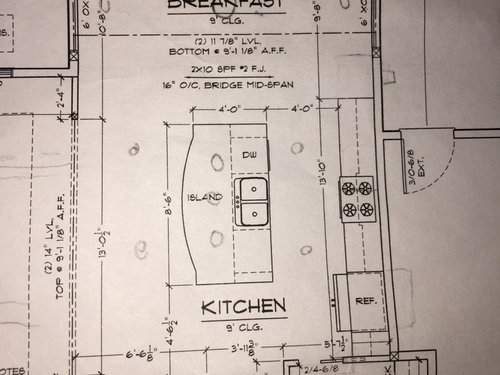 Kitchen layout and appliances.