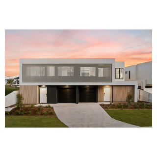 Duplex with shared driveway access - Contemporary - Exterior - Gold ...