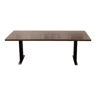 Nana Teak Dining Table with Metal Legs, 72x38 - Industrial - Dining ...