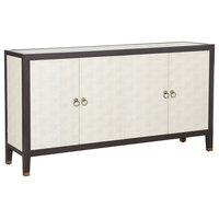 Dann Foley 4 Door Sideboard Ivory Faux Shagreen, Black Veneer Finish - Transitional - Buffets ...