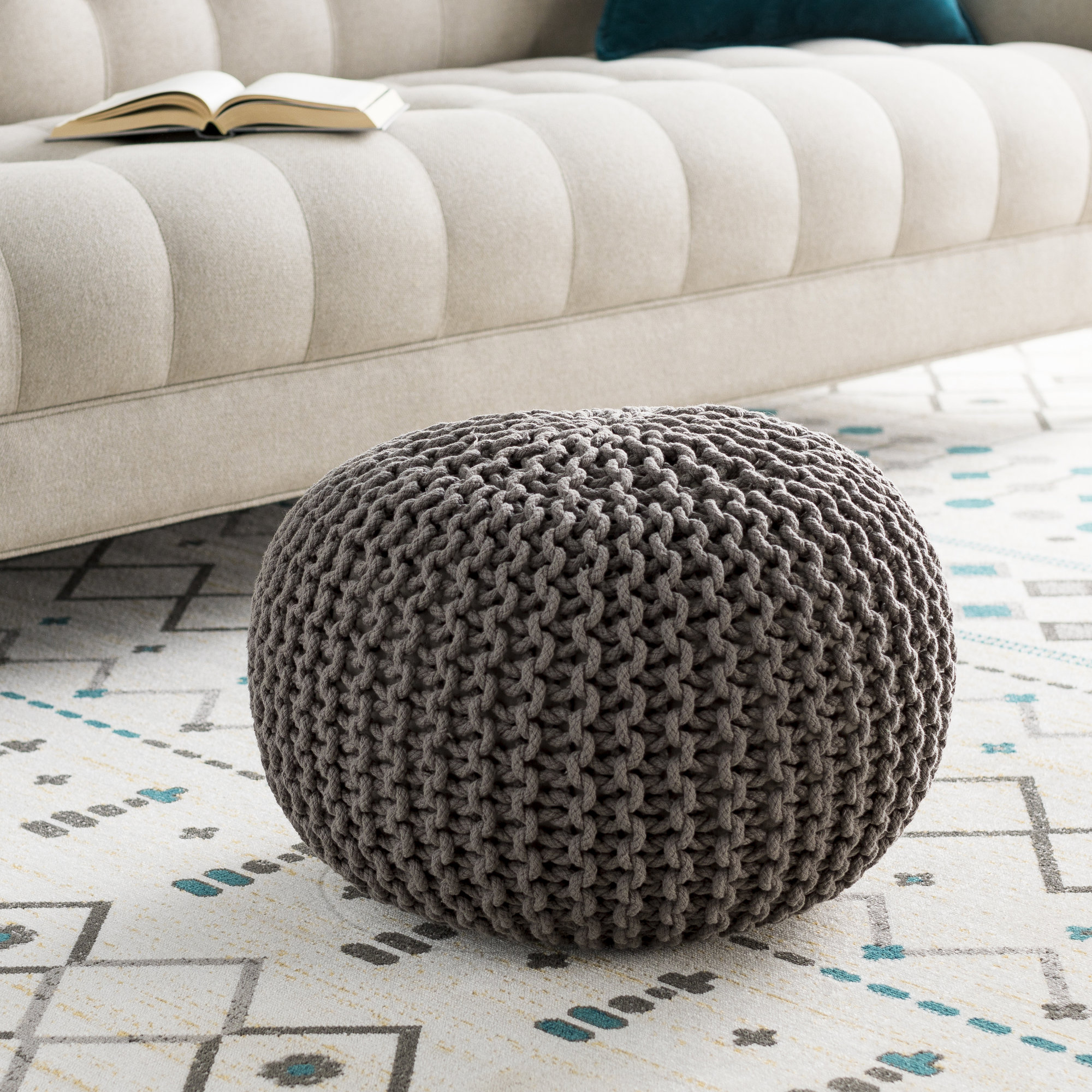 Malmo Sphere Pouf, Black, 20 x 20 x 14 - Scandinavian - Floor Pillows ...