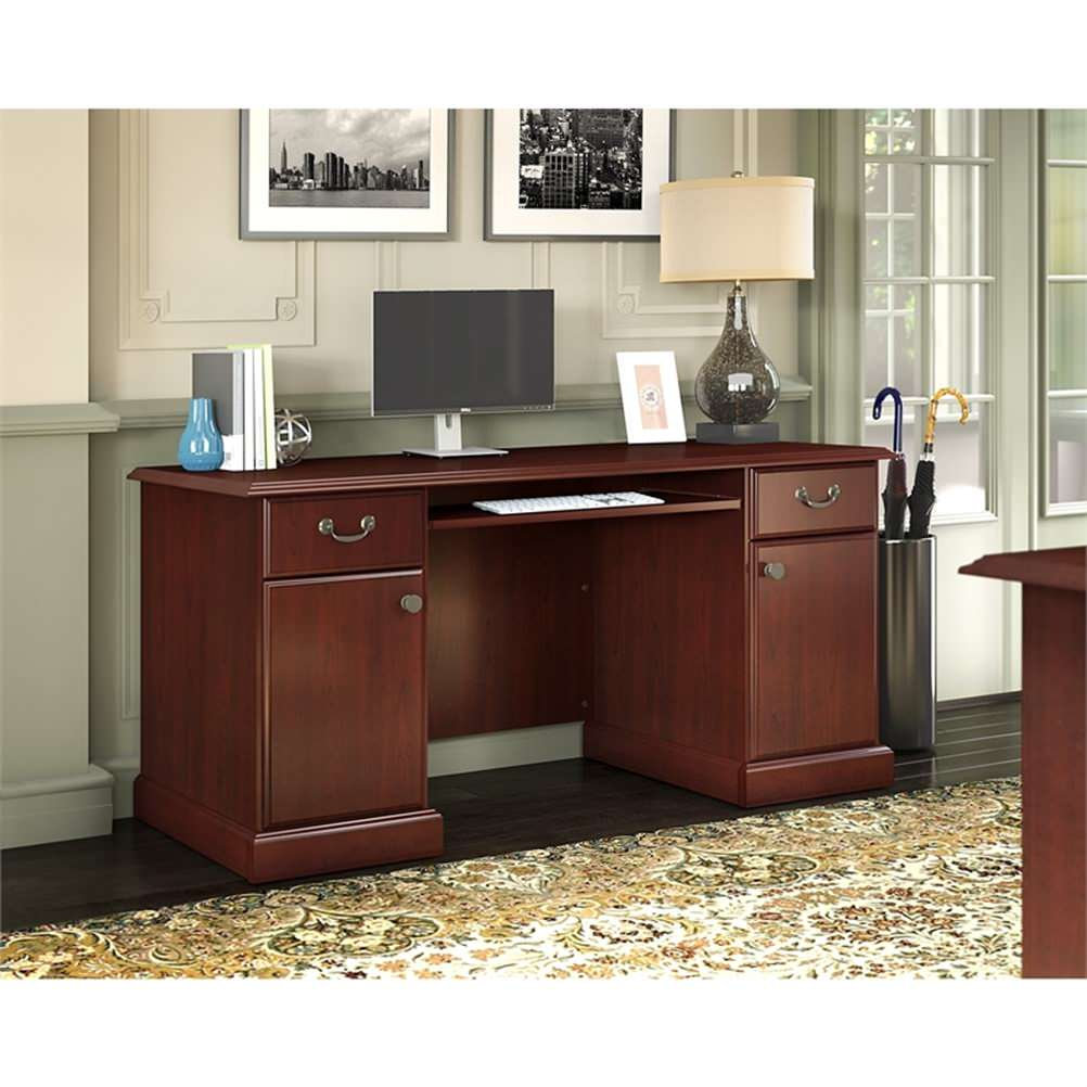 Arlington Computer Desk with Storage and Keyboard Tray in Harvest ...