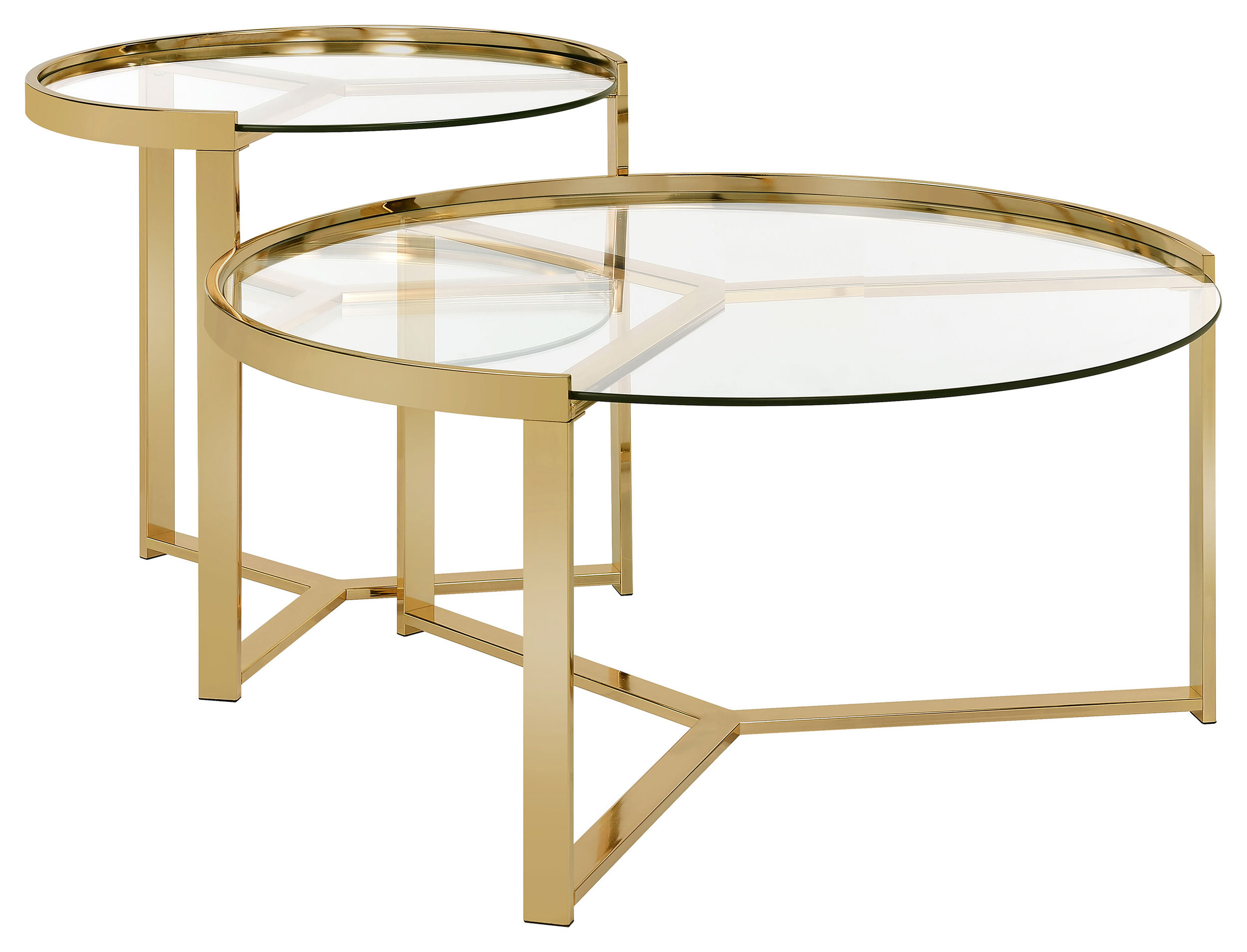 Delia 2-piece Round Nesting Table Clear and Gold - Contemporary ...