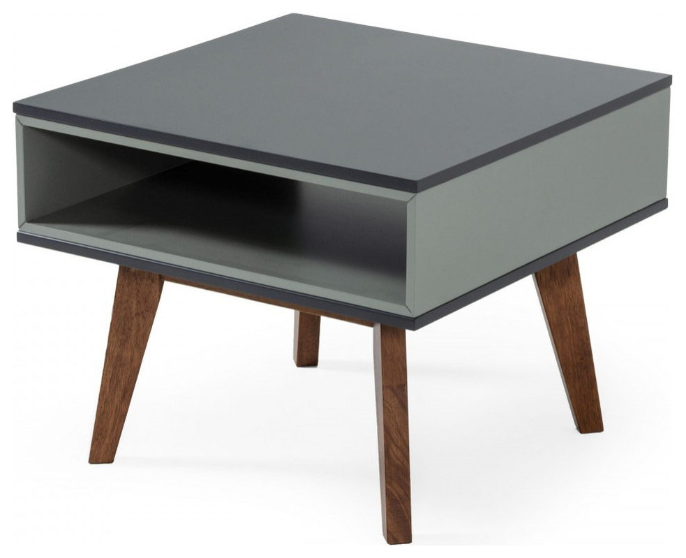 Dark Oak and Shades of Gray Open Rectangle End Table - Transitional ...