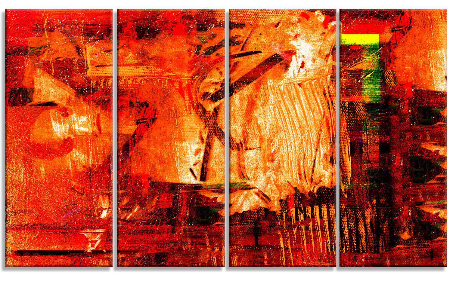 "Abstract Fire Red" Abstract Canvas Artwork, 48"x28" 4 Pieces ...