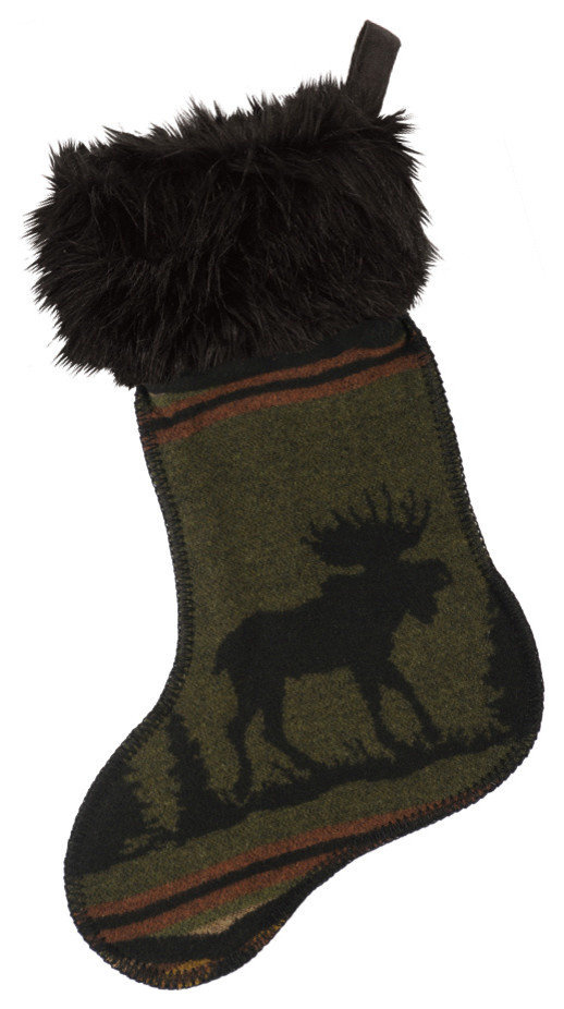 Moose 1 Christmas Stocking Sock, 14x20 - Rustic - Christmas Stockings ...