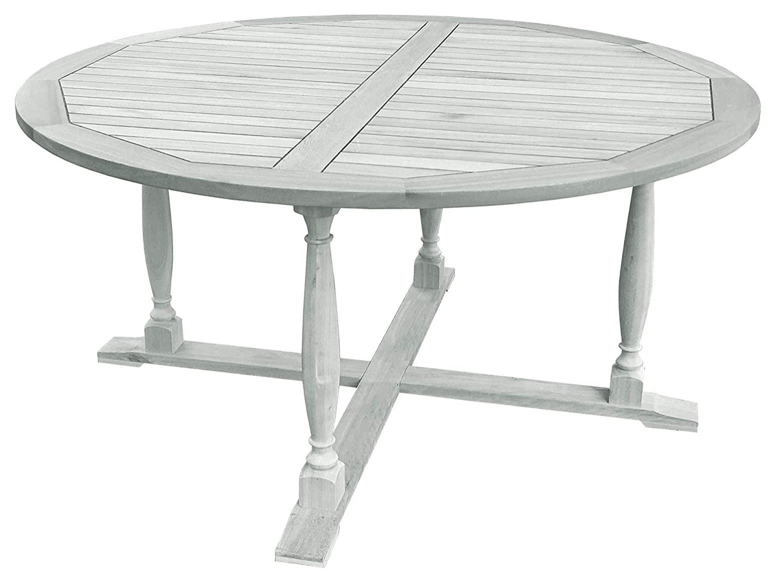 Acadia Acacia White Washed Round Dining Table - Farmhouse - Outdoor ...