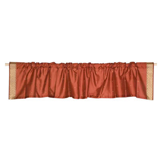 Rust - Rod Pocket Top It Off handmade Sari Valance - Pair, 43 X 15 ...