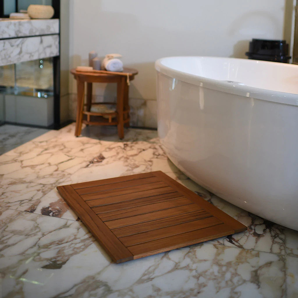 Dussi Teak Wood Shower Mat - Transitional - Bath Mats - by Cambridge ...