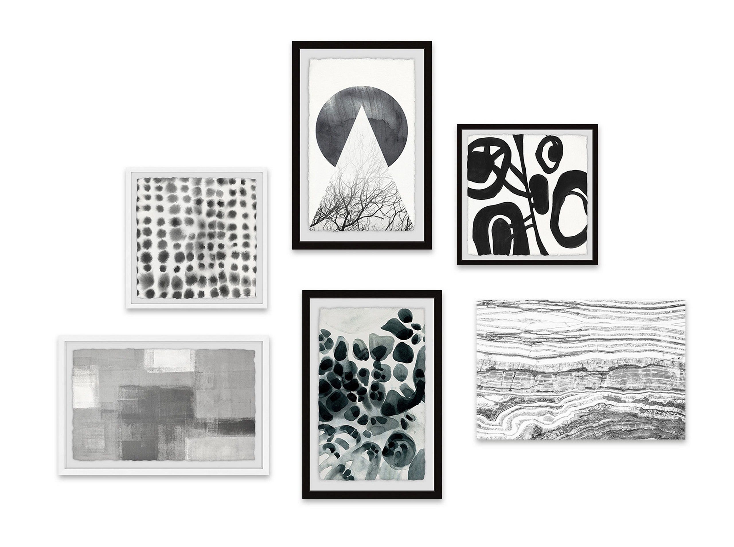 Marbled Shapes Hexaptych, 48"x36" - Contemporary - Prints And Posters ...