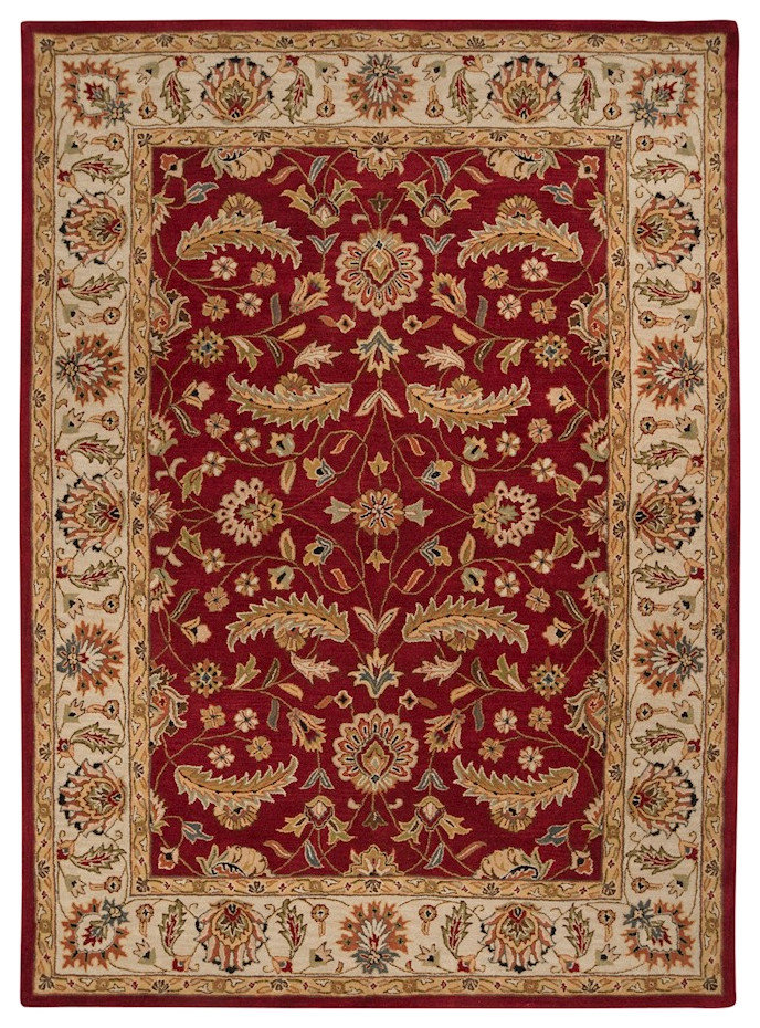 Surya CAE-1022 Caesar Area Rug, 6' Round, Dark Red/Cream - Traditional ...