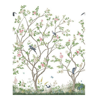Lingering Garden White Wall Mural - Asian - Wallpaper - by York ...