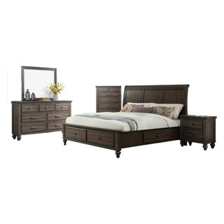 Newport Storage 5-Piece Bedroom Suite With King Bed, Ash Brown ...