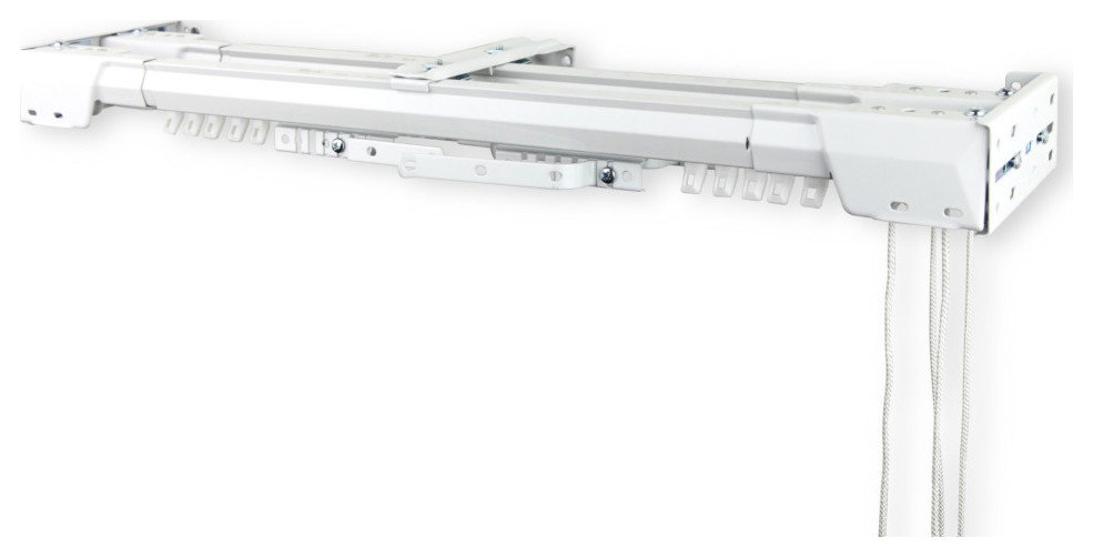 White Heavy Duty Double Traverse Rod, Center Open 66-120 ...