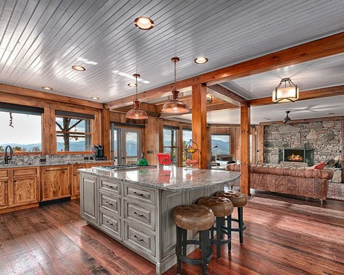 Best Rustic Open Concept Kitchen Design Ideas & Remodel Pictures | Houzz