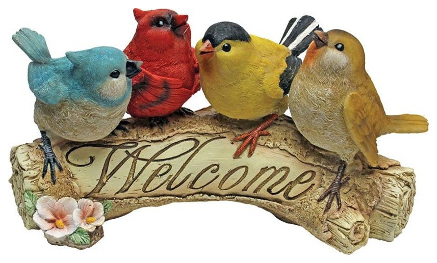 Birdy Welcome Statue, 4.5"Wx10.5"Dx5"H 2 lbs. - Contemporary - Garden ...