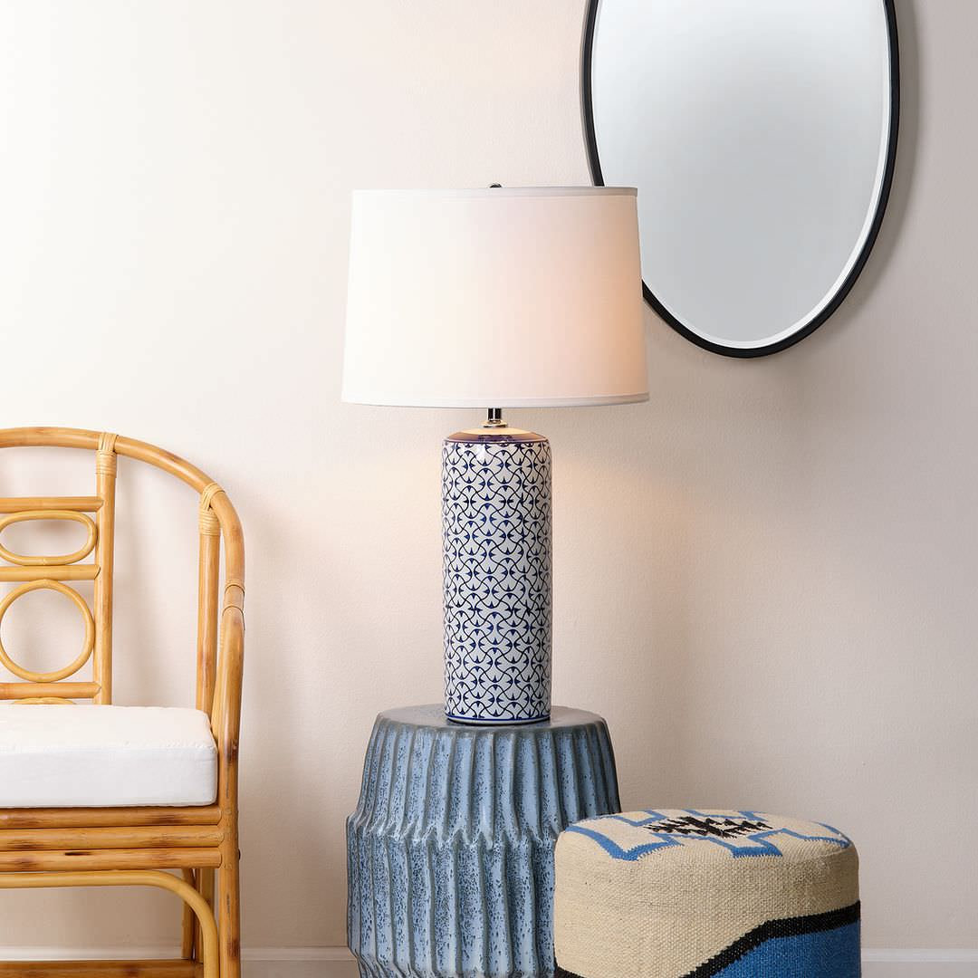 Elegant Blue Entwined Vines Pattern Ceramic Table Lamp 28.5 in Ornate ...