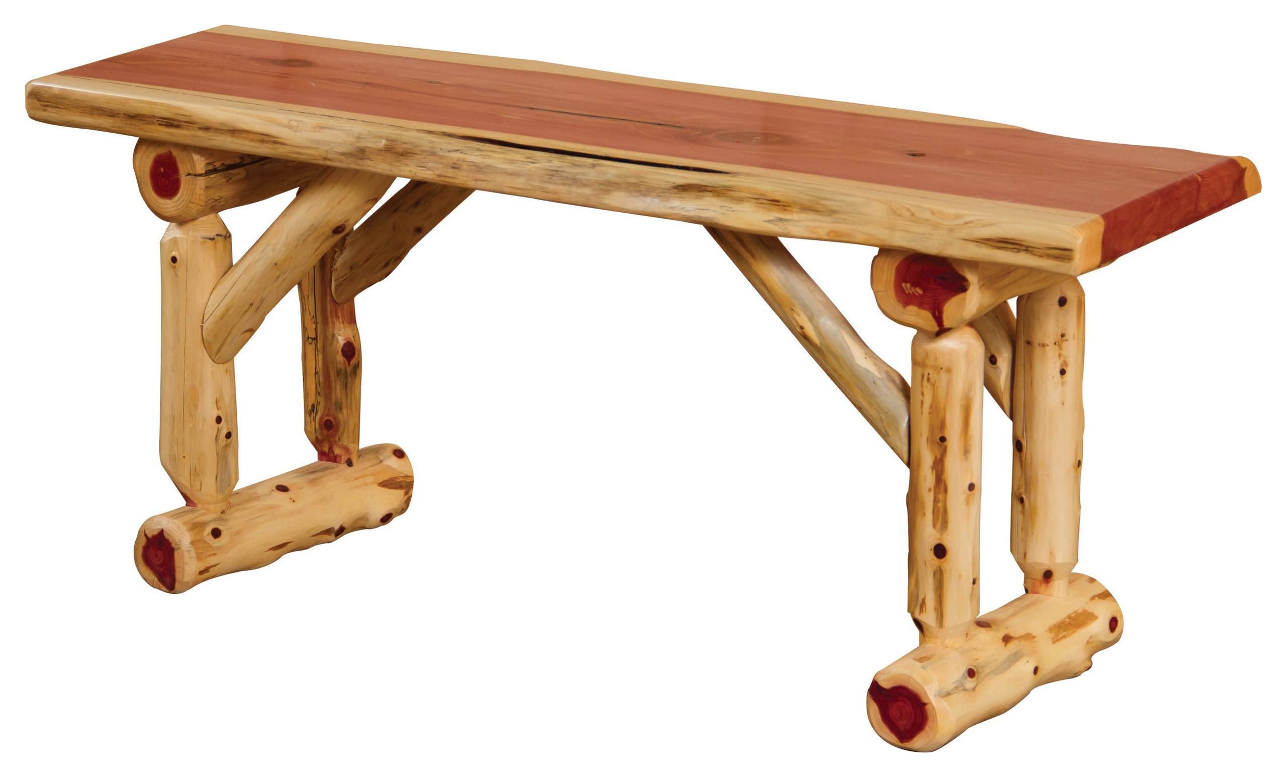Red Cedar Log Dining Bench, 6 Foot - Rustic - Dining Benches - by ...