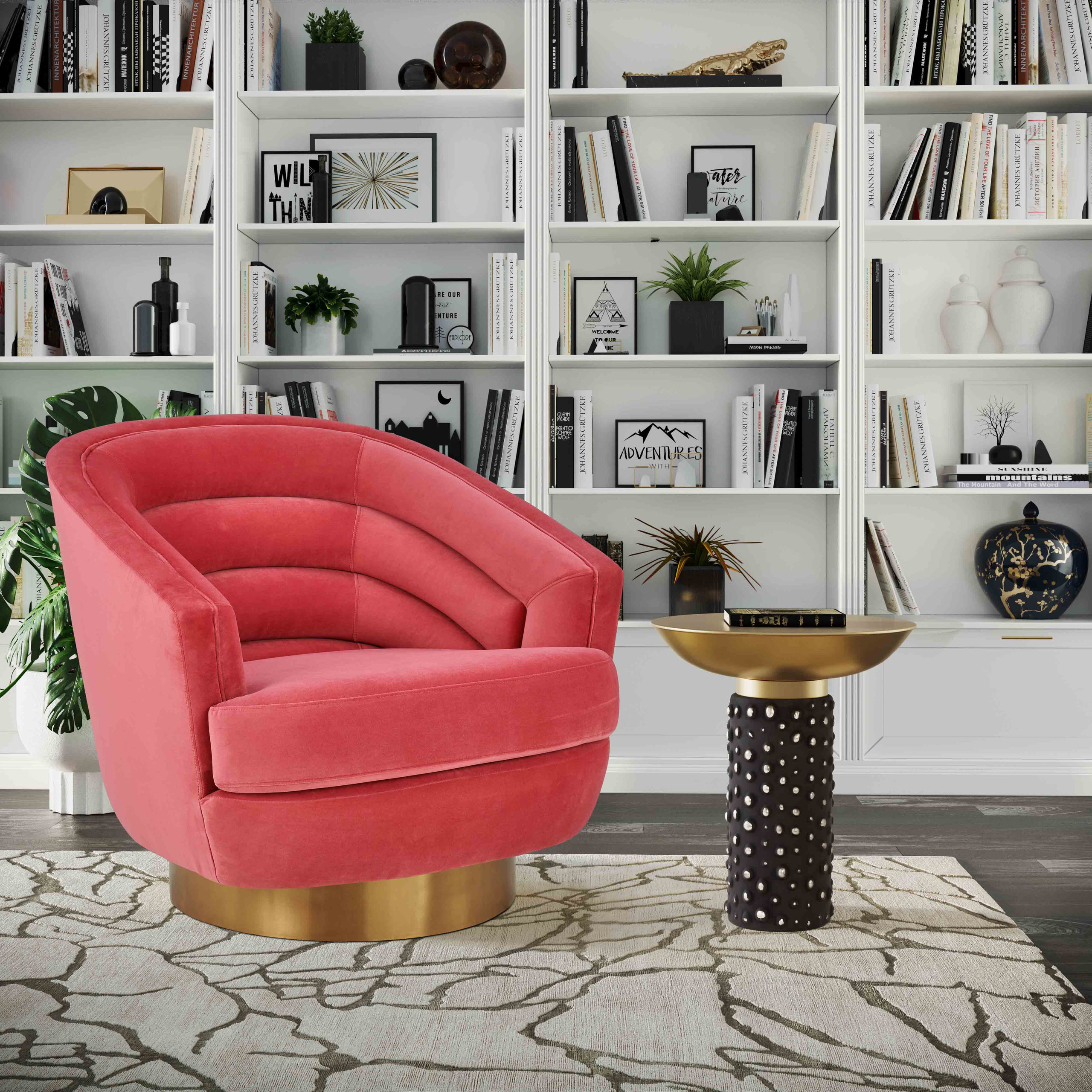 Canyon Hot Pink Velvet Swivel Chair - Pink - Contemporary - Armchairs ...