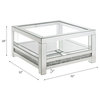 Square Mirrored Coffee Table with Faux Diamond Trim and Tempered Glass ...