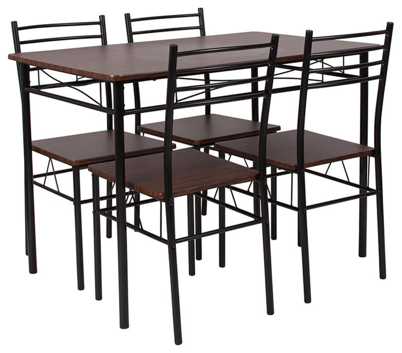 Kingston 5-Piece Walnut Dinette Set With Chairs - Industrial - Dining ...