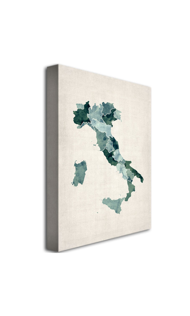 'Italy Watercolor Map' Canvas Art by Michael Tompsett, 22" x 32 ...