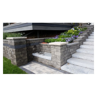 Unilock Ledgestone Step Staircases w/ Oaks Ortana Retaining Walls ...