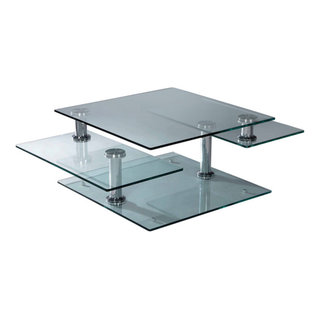 Motion Glass Coffee Table, 35" - 50" x 32" x 16.5"H - Contemporary ...
