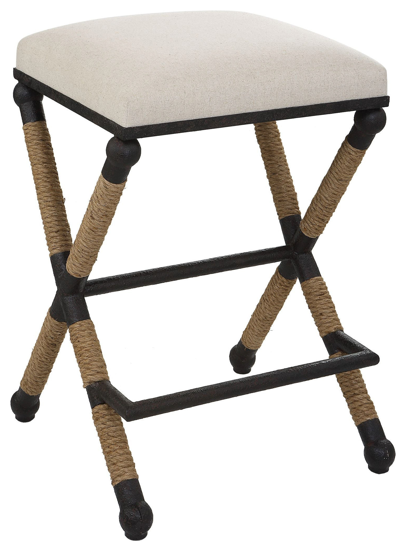 Uttermost Firth Rustic Oatmeal Counter Stool - Beach Style - Bar Stools ...