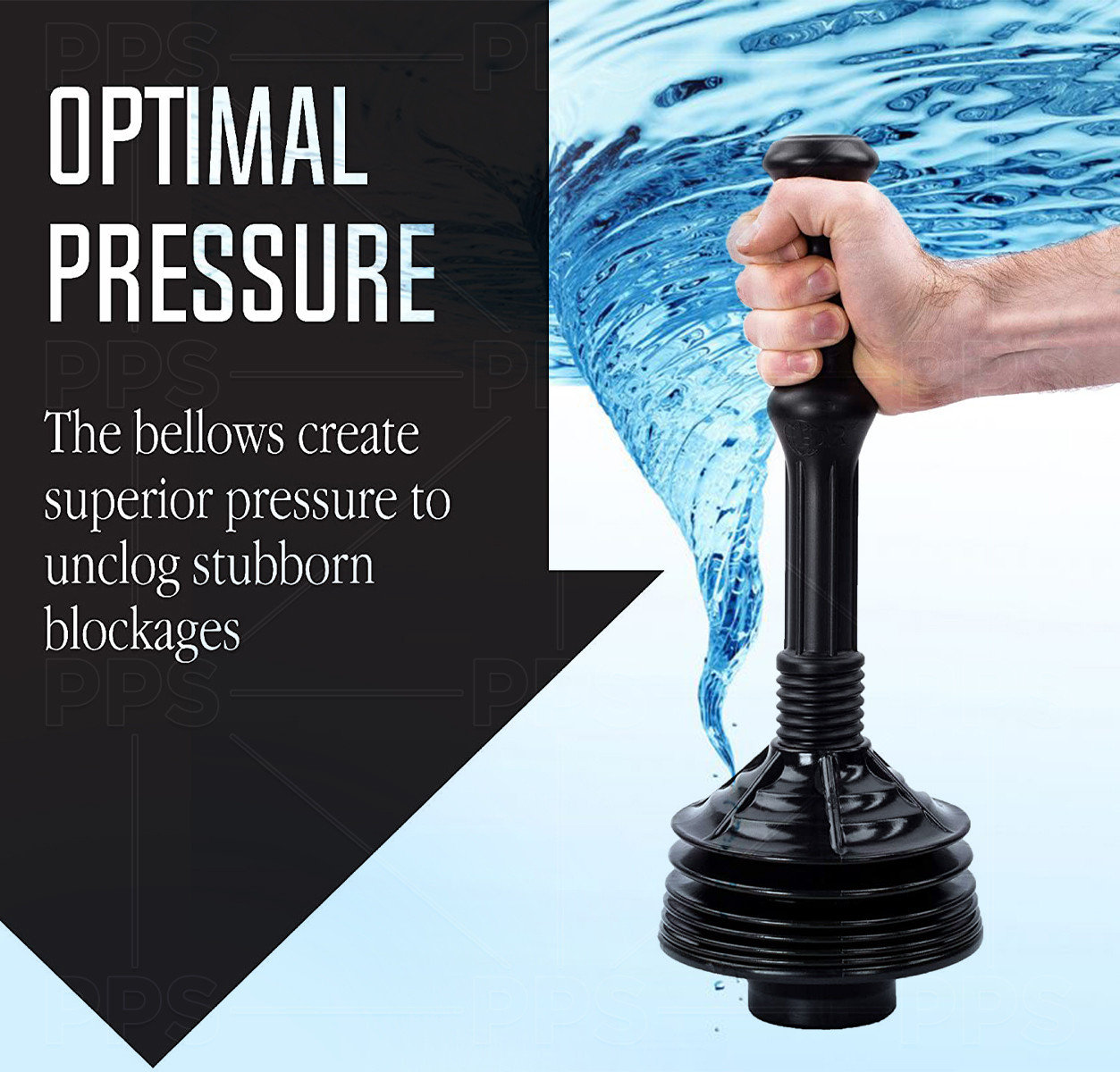 Accordion Toilet Plunger With Large Bellows for Extra Powerful Plunge ...