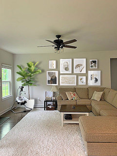 Decor for large wall with couch off centered?