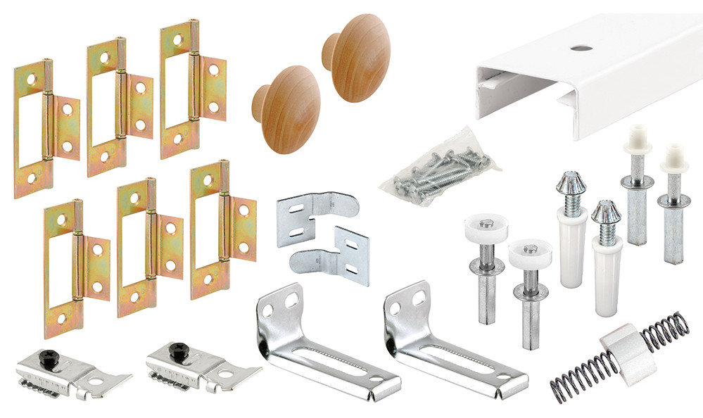 Bi-Fold Closet Track Kit, 72" Length, Steel Track, White, 1 Kit ...