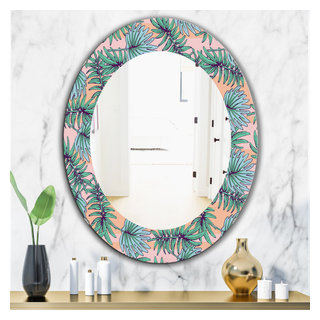 Designart Summer Hawaiian Tropical Plants Frameless Oval Round Wall ...