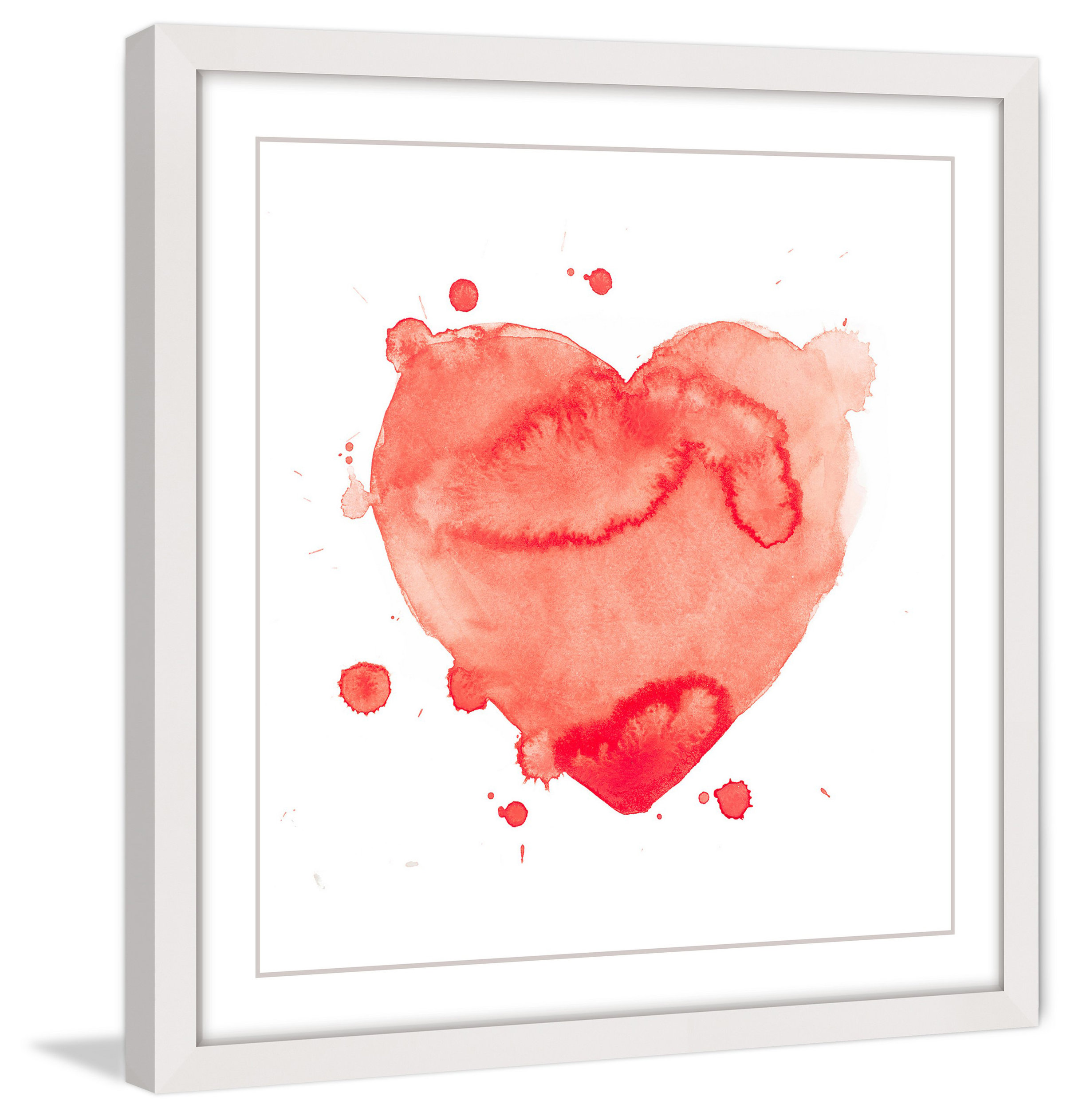 "Heart Splash Square" Framed Art Print, 12x12 - Contemporary - Prints ...