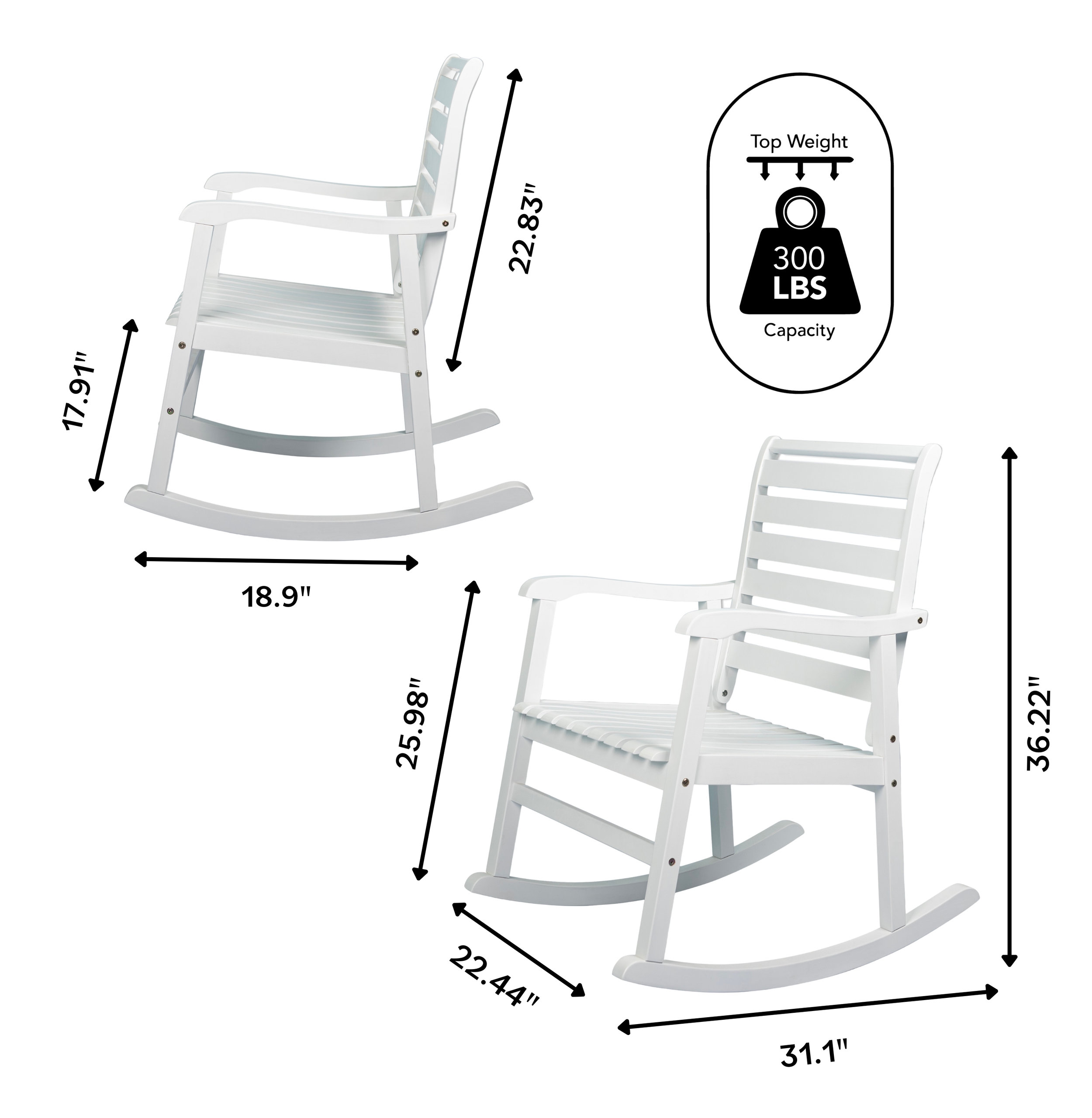 Carey Modern Slat-Back Acacia Wood Patio Outdoor Rocking Chair - Beach ...