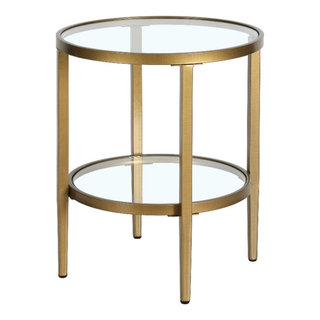 Henn&Hart 20" Antique Brass Finish Metal/Glass Side Table ...