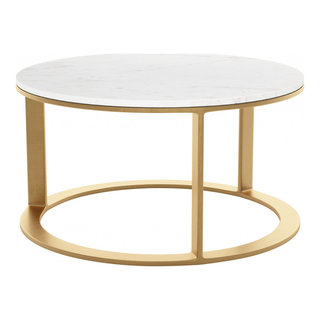 Helena Marble Coffee Table White and Gold - Contemporary - Coffee ...