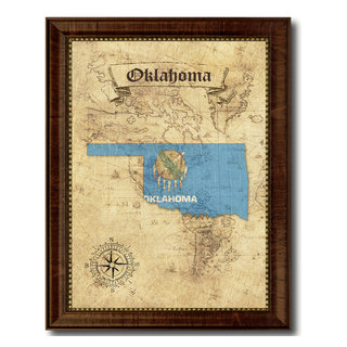 Oklahoma State Vintage Map, 15"x19", 30"x39" - Traditional - Prints And ...