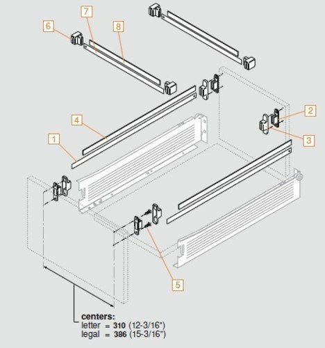 Blum ZRM.1100G METABOX Hanging Glide Profile for METAFILE - Cabinet And ...