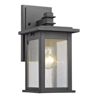 TRISTAN Transitional 1 Light Black Outdoor Wall Sconce 12 Height ...