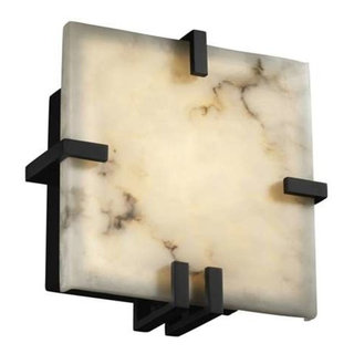 LumenAria Clips Square Wall Sconce, Matte Black, 13W Fluorescent ...
