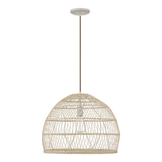 1-Light Pendant, Natural Rattan With A Matching Socket - Tropical ...