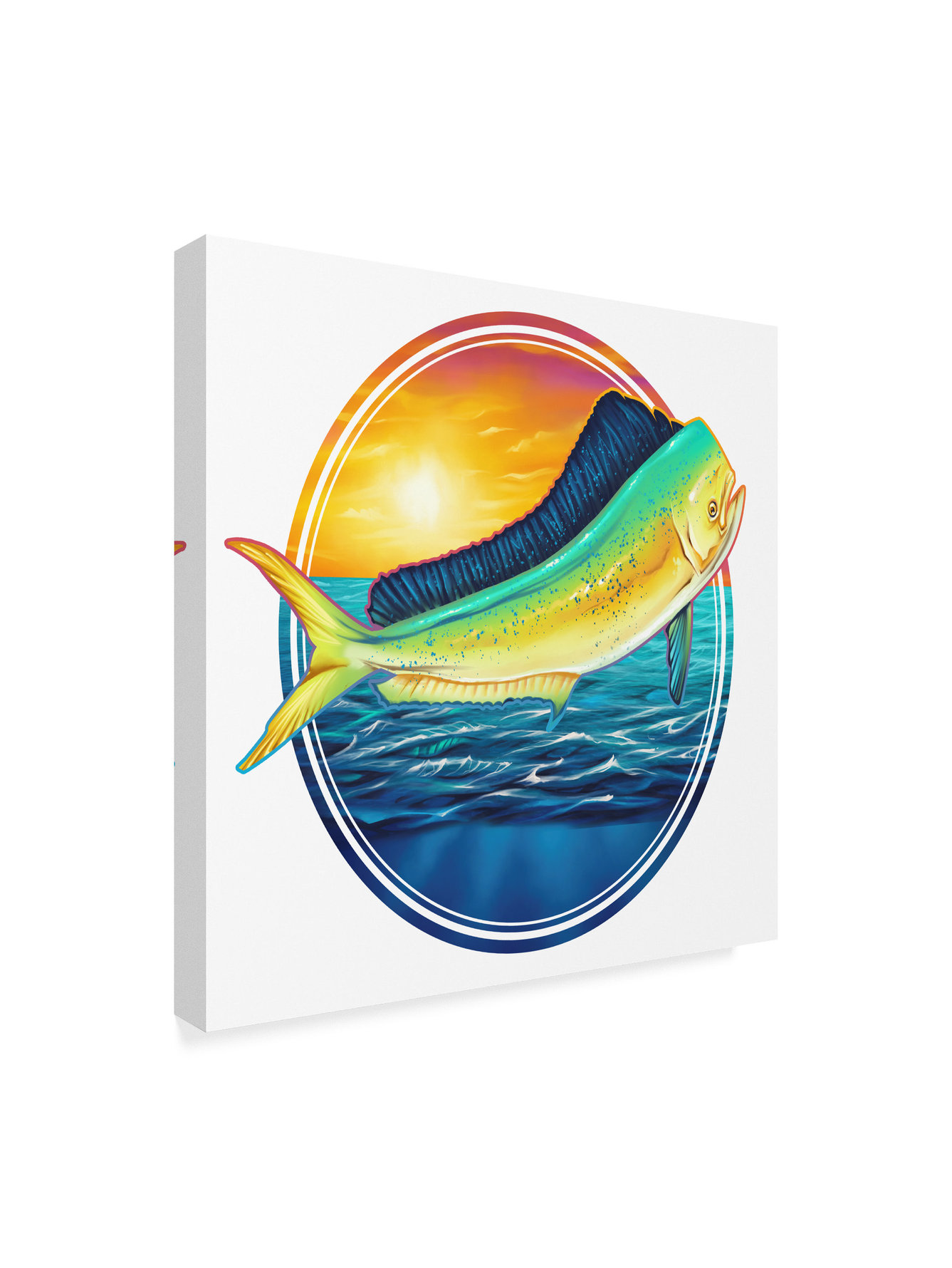 Flyland Designs 'Dolphin Fish Illustration' Canvas Art, 24"x24" - Beach ...