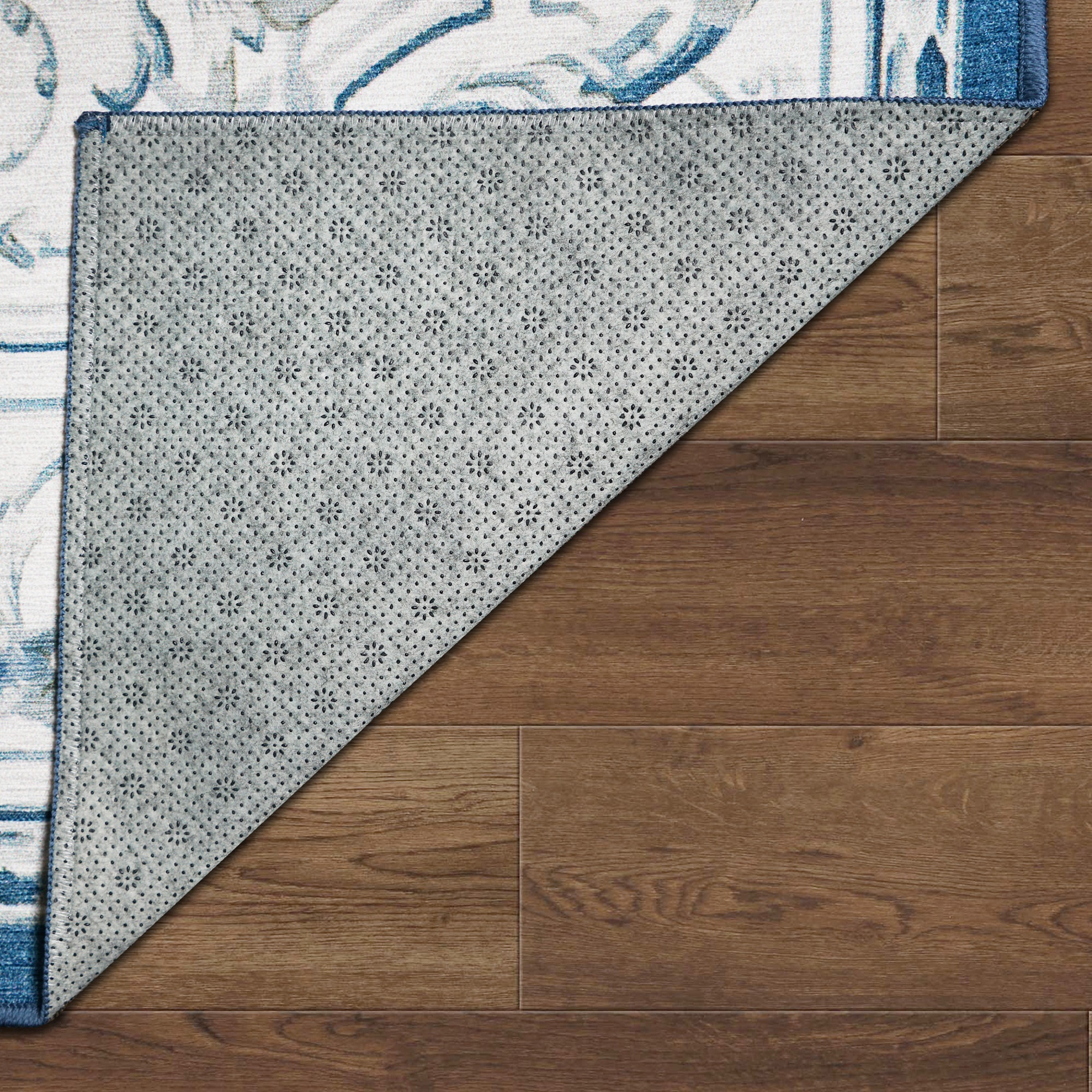 My Magic Carpet Washable Rug Aubusson Blue, 5' x 7' - Traditional ...